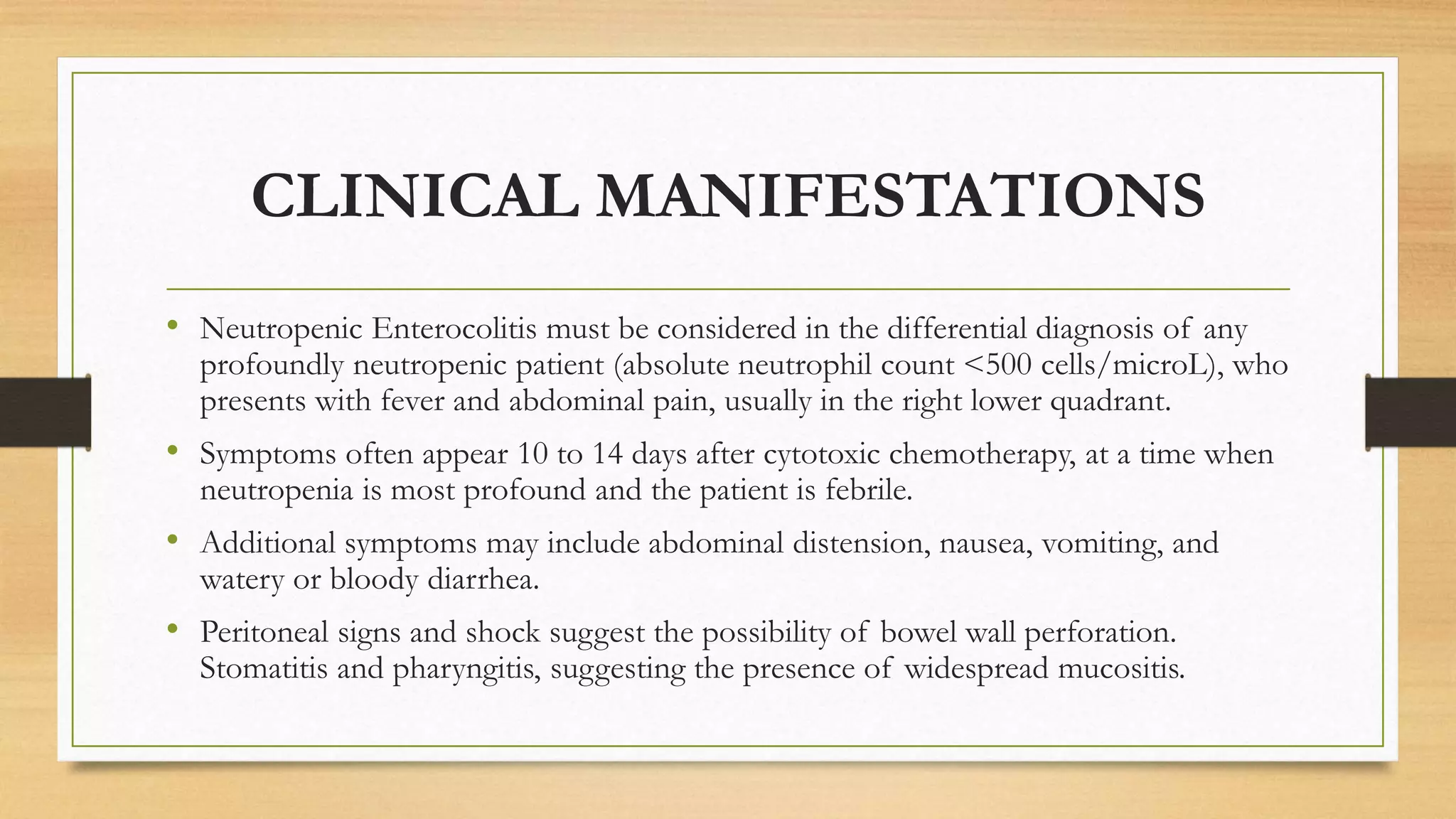 Neutropenic enterocolitis ( Typhilitis ) | PPTX