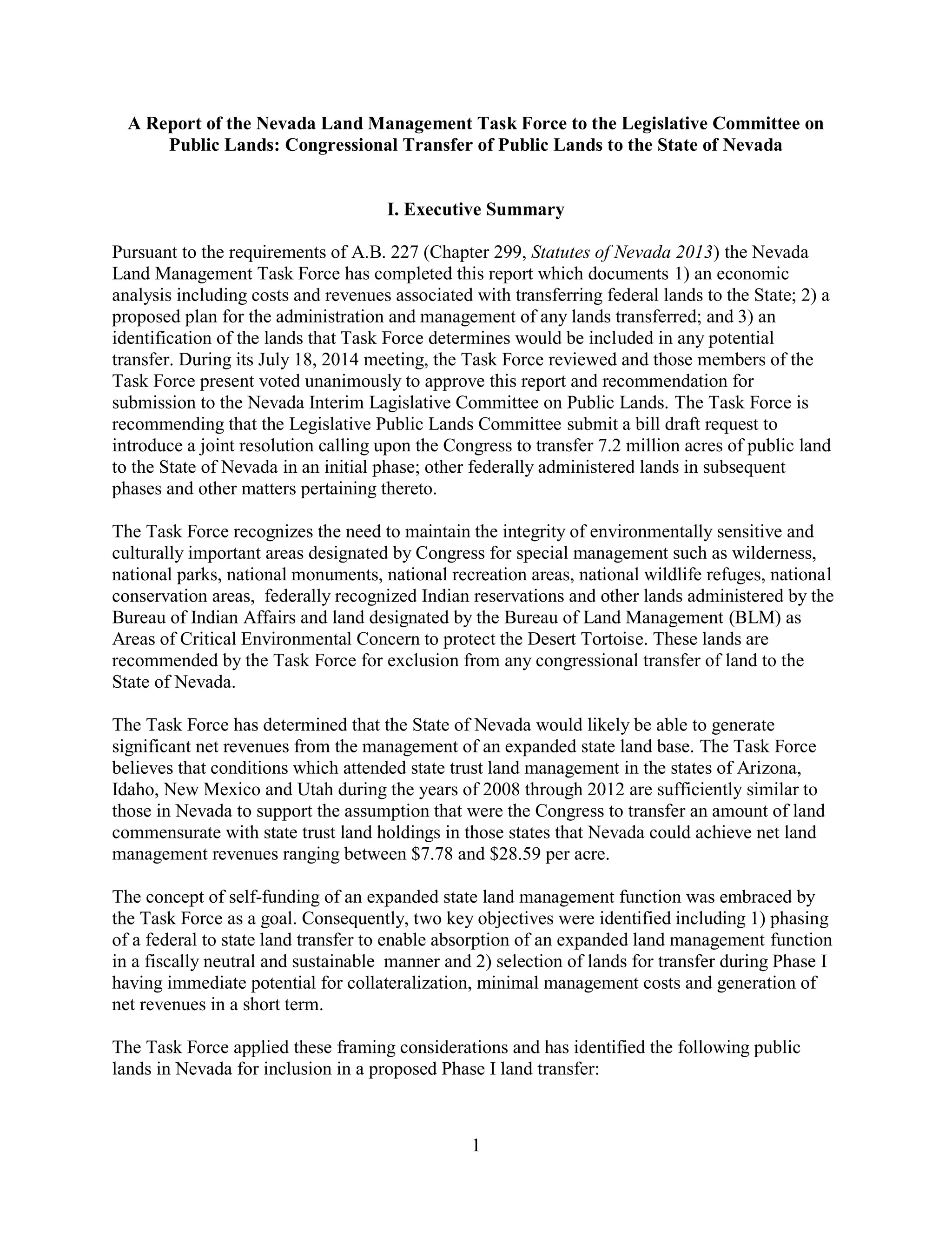 Nevada public lands task force report final | PDF
