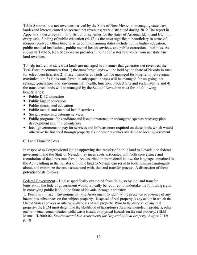 Nevada public lands task force report final | PDF