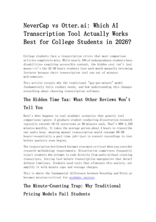 NeverCap vs Otter.ai: The Best AI Transcription Tool for College ...