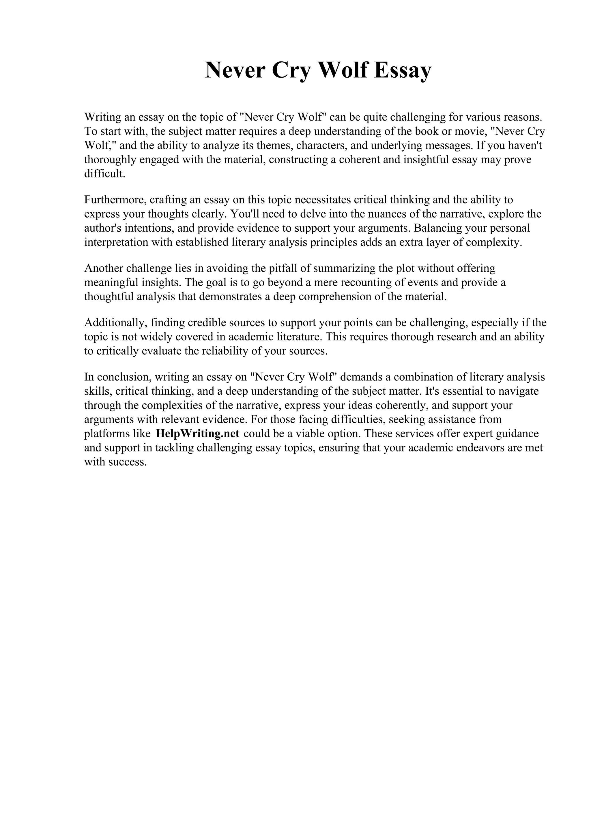 Never Cry Wolf Essay.pdf