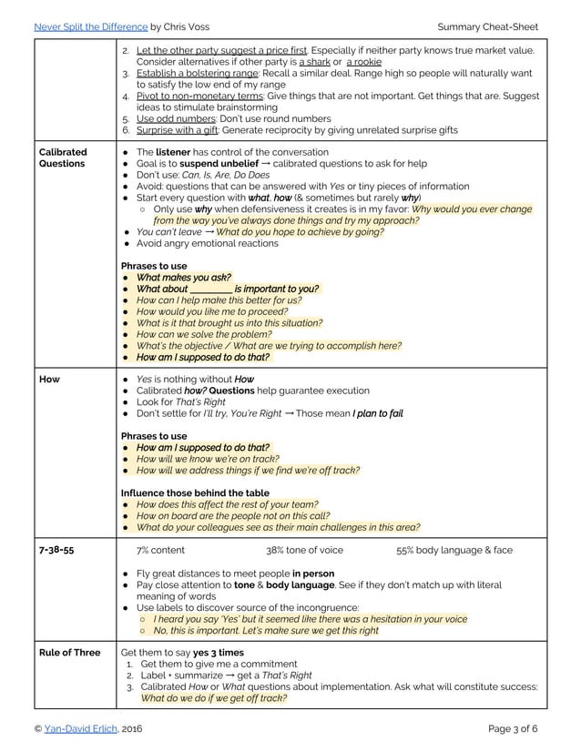 Never Split the Difference Cheat-Sheet | PDF