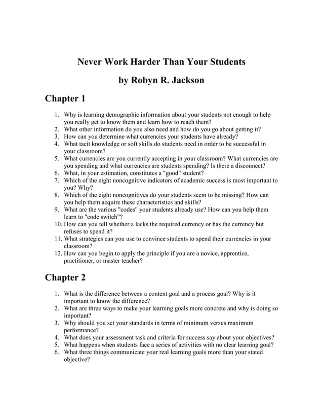 Never work harder than your students | PDF