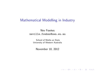 Mathematical Modelling in Industry | PDF