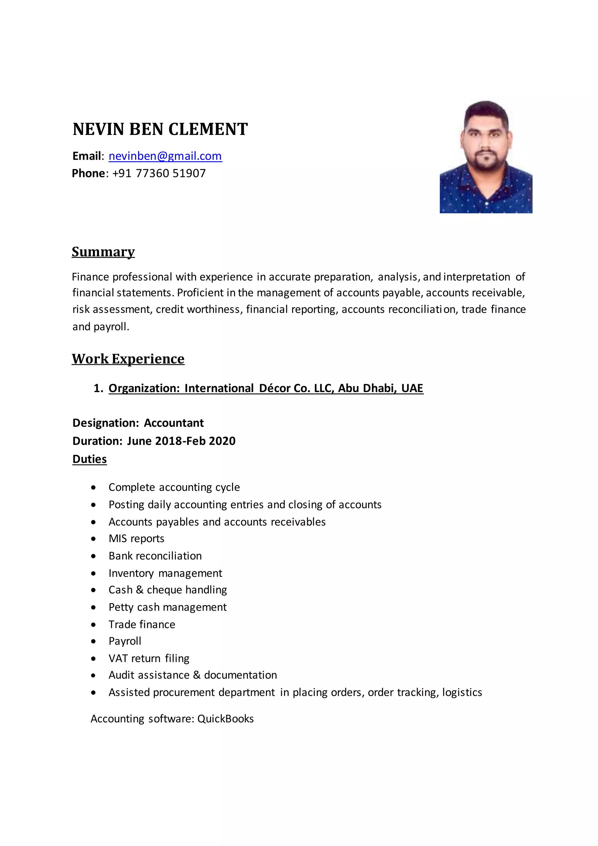 Nevin Ben Clement CV | DOCX