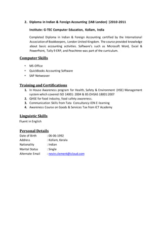 Nevin Ben Clement CV | DOCX