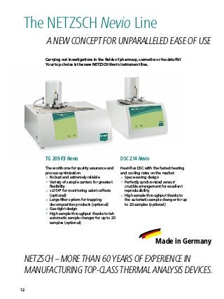 NETZSCH Nevio Instrument Series for THERMAL ANALYSIS | PDF