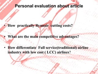 Analysis of Ryanair's Competitive Advantages | PPT