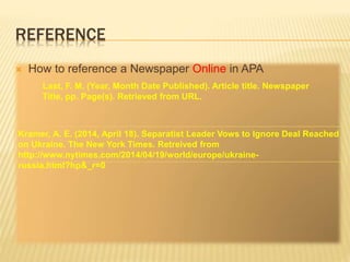 Proper Citation and Referencing for Newspapers and Magazines | PPTX