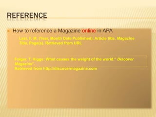 Proper Citation and Referencing for Newspapers and Magazines | PPTX