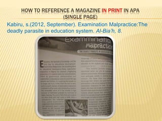 Proper Citation and Referencing for Newspapers and Magazines | PPTX