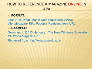 Proper Citation and Referencing for Newspapers and Magazines | PPTX
