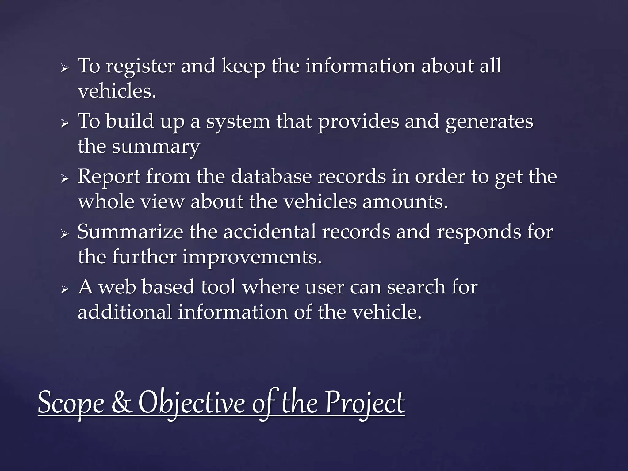 VEHICLE MANAGEMENT SYSTEM | PPTX