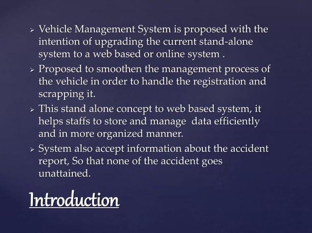 VEHICLE MANAGEMENT SYSTEM | PPTX