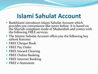 PRODUCTS AND SERVICES OF BANK ISLAMI | PPTX