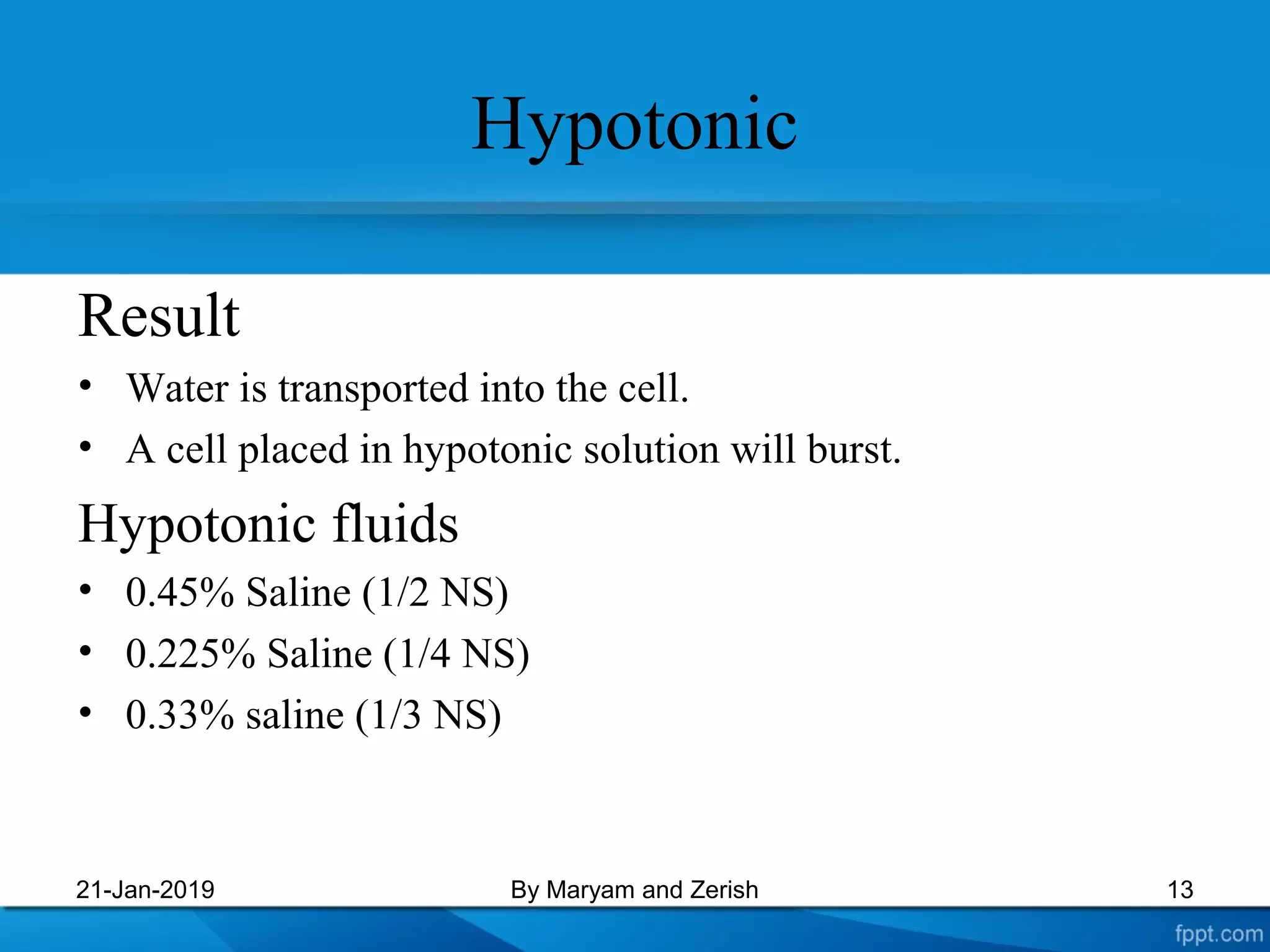 Isotonic, hypotonic and hypertonic solutions. | PPT
