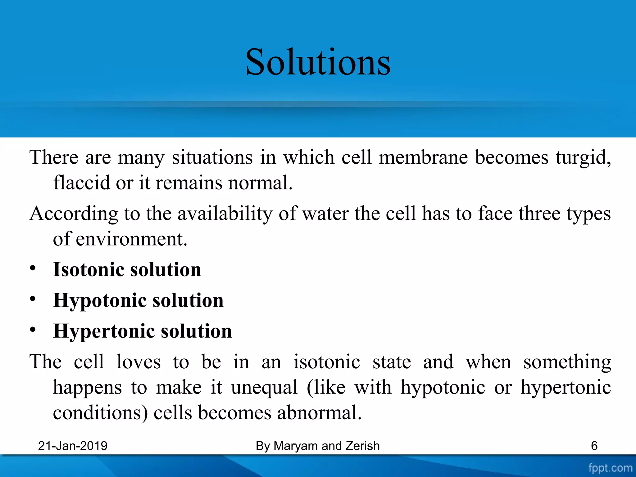 Isotonic, hypotonic and hypertonic solutions. | PPT