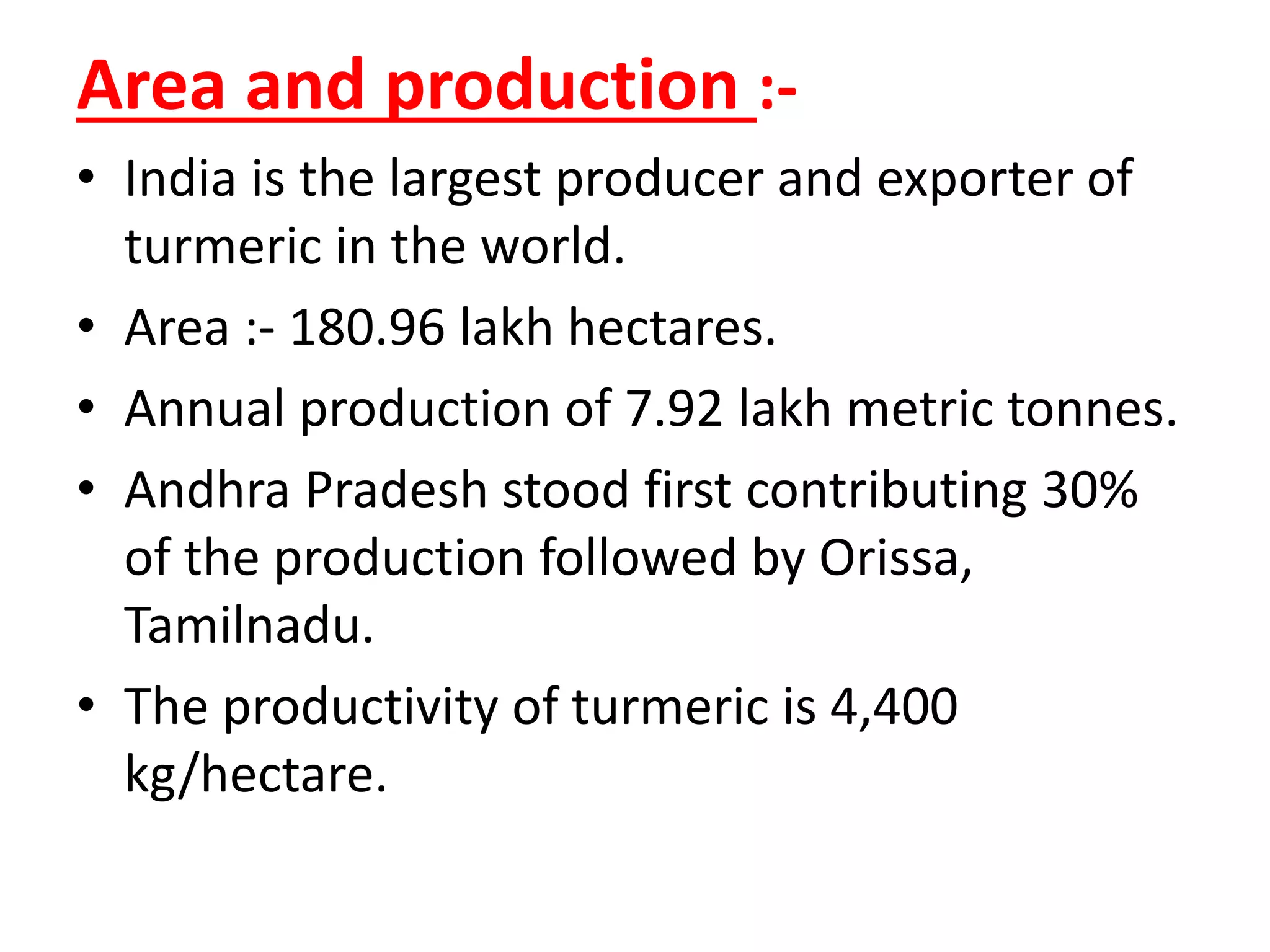 turmeric cultivativation , production technology of turmeric | PPTX