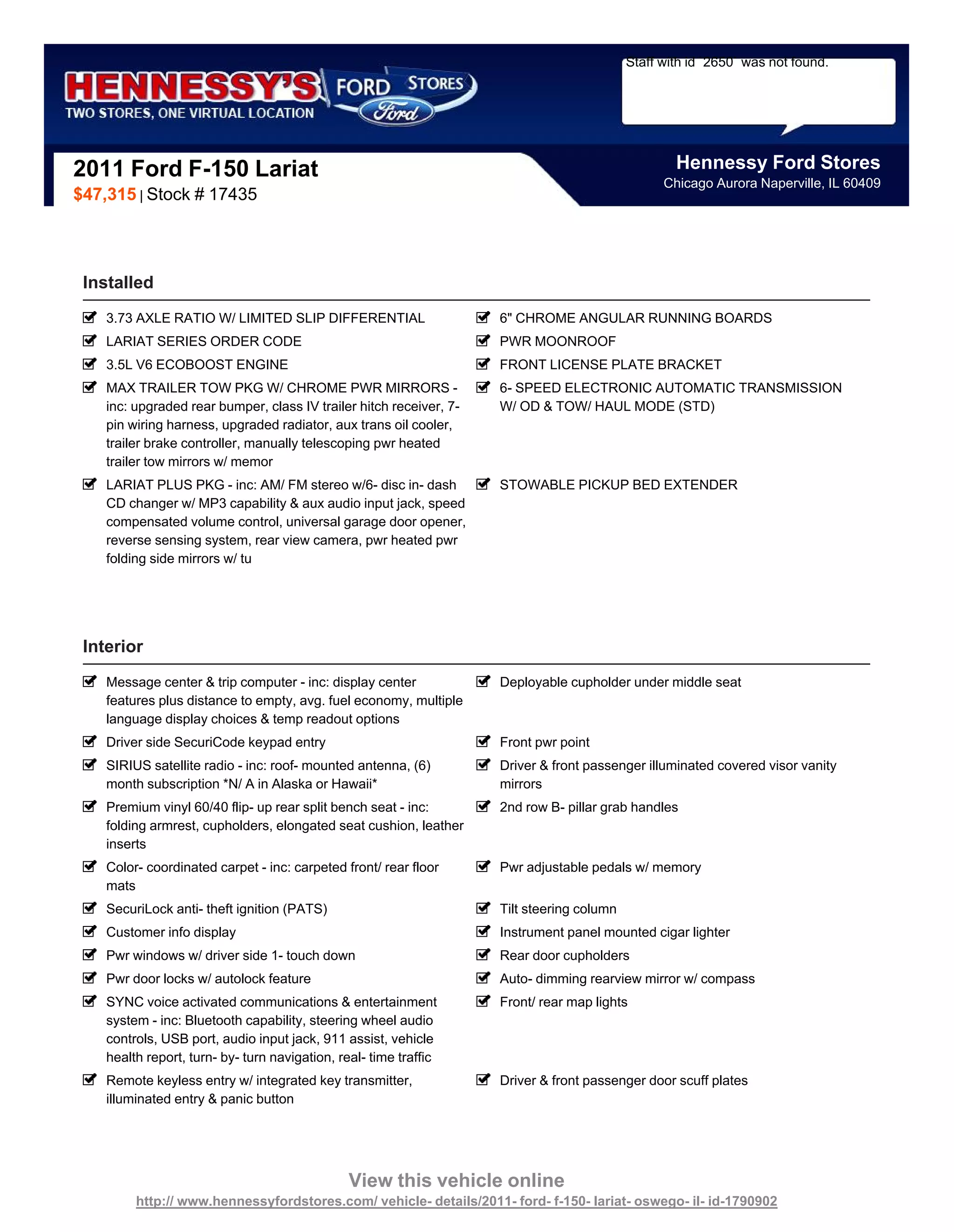 New 2011 Ford F-150 Lariat | PDF