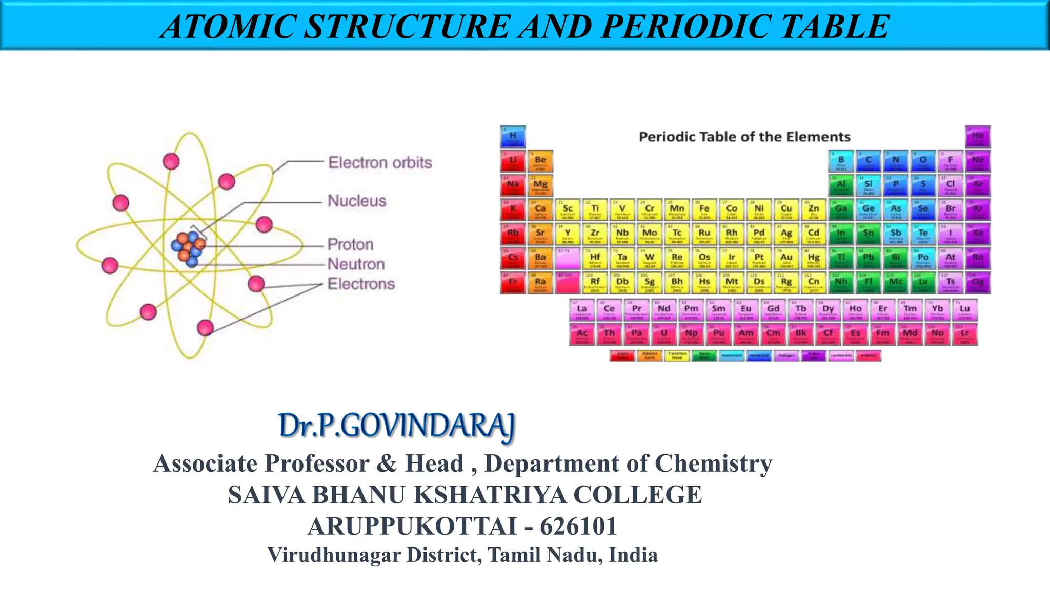 ATOMIC STRUCTURE AND PERIODIC TABLE | PPTX