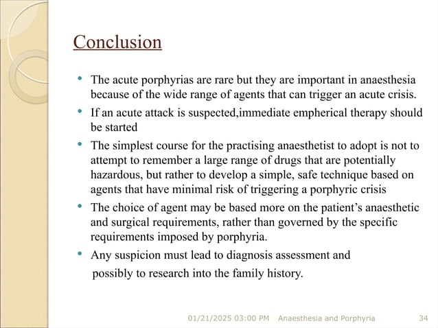 Porphyria case presentation anaesthesia management | PPTX