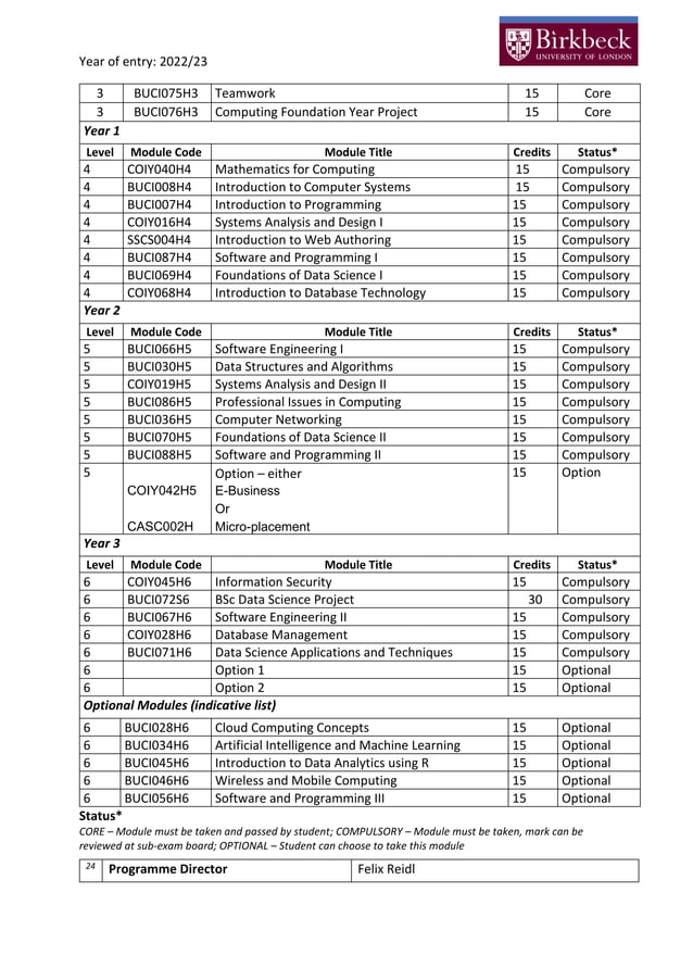 Birkbeck University of London Confirmation of Study Agreement | PDF