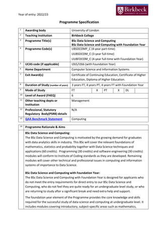 Birkbeck University of London Confirmation of Study Agreement | PDF