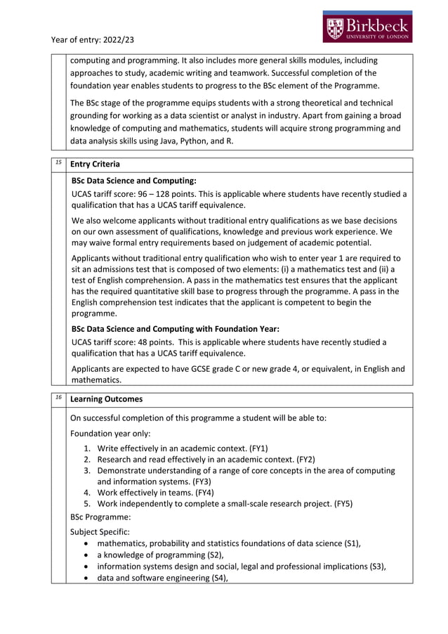 Birkbeck University of London Confirmation of Study Agreement | PDF