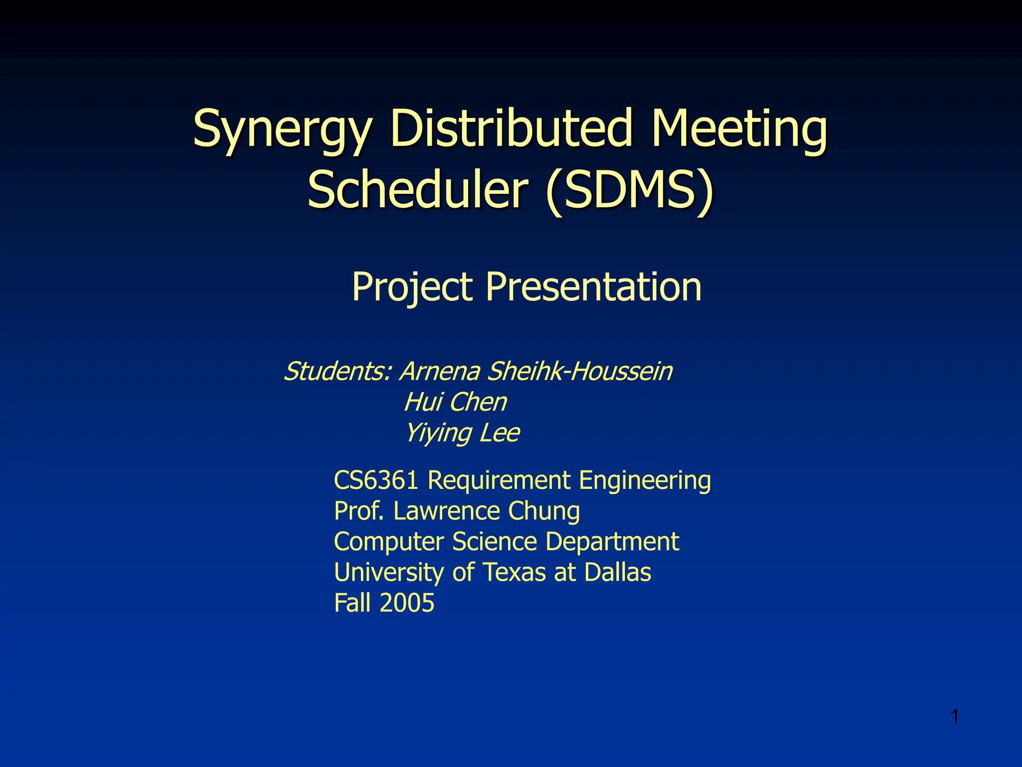 Synergy Distributed Meeting Scheduler Synergy Distributed Meeting Scheduler | PPT