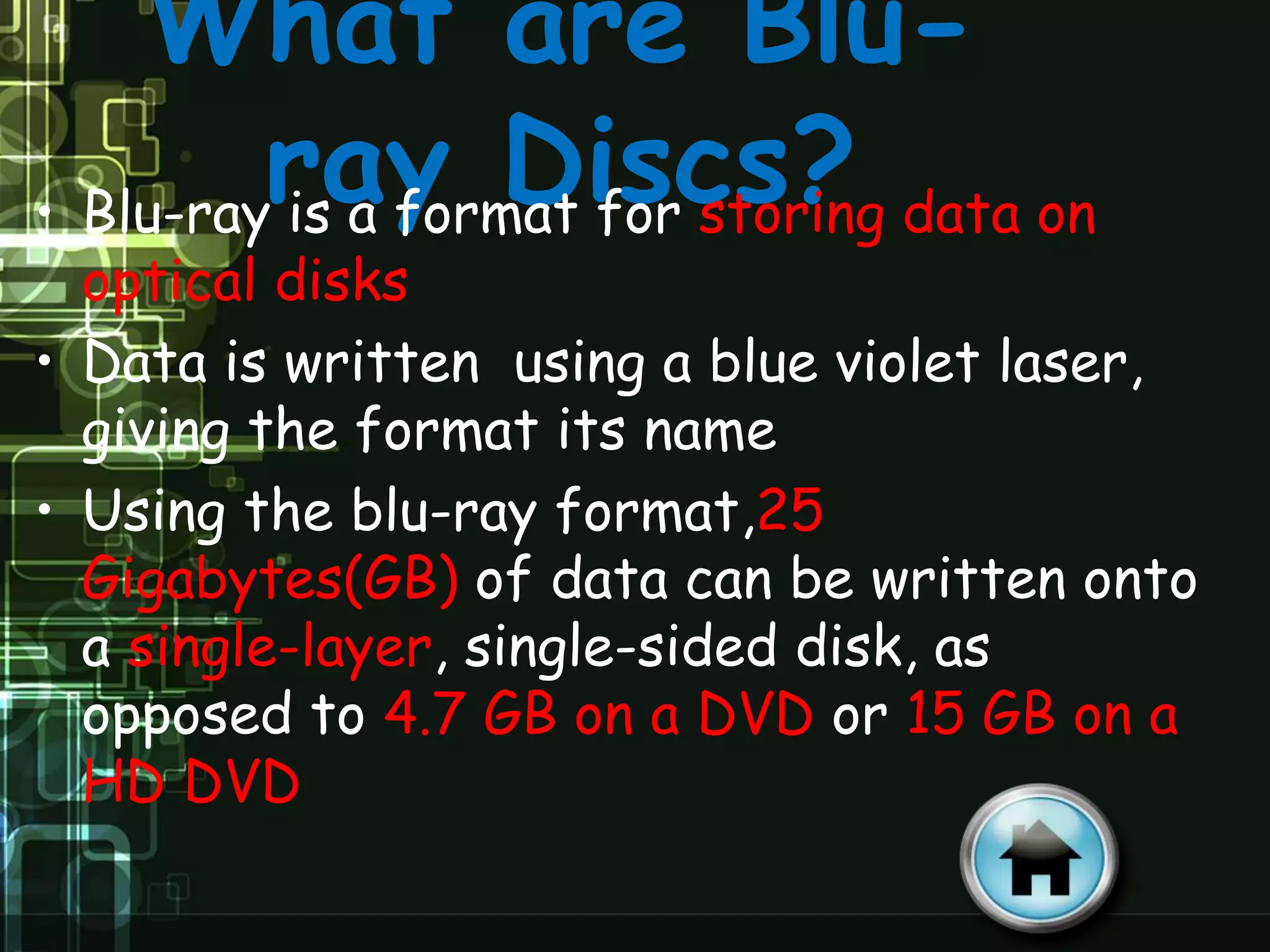 BLU - Ray Disk Ppt | PPTX | Home Entertainment Systems | Consumer Electronics