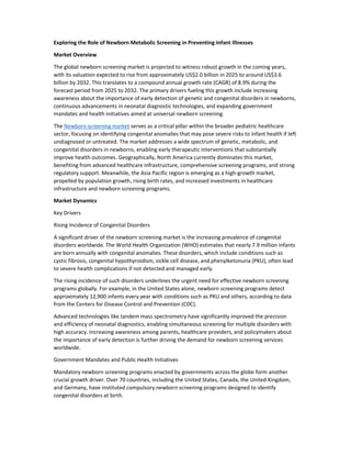 Exploring the Role of Newborn Metabolic Screening in Preventing Infant ...