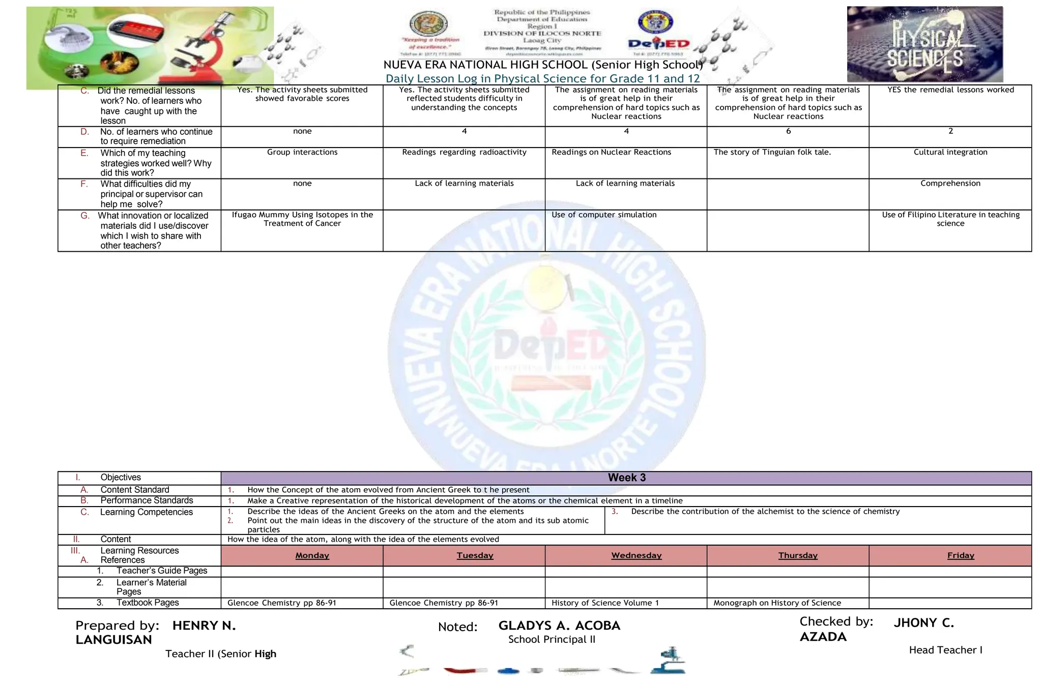 physical science quarter 1 notes and lectures | DOCX