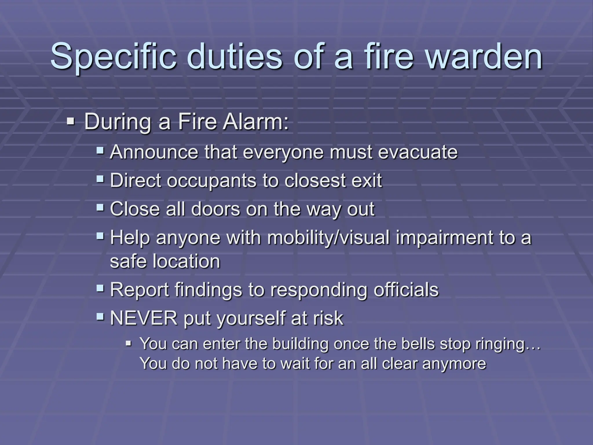 Fire warden safety Fire Warden Training | PPT
