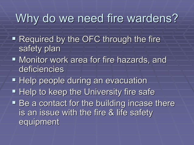 Fire warden safety Fire Warden Training | PPT