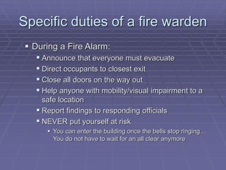 Fire warden safety Fire Warden Training | PPT
