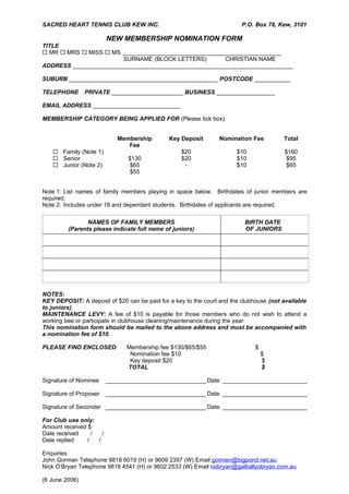 SHTC Membership Form | DOC