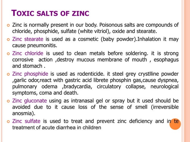 zinc toxicity | PPTX | Digestive Disorders | Diseases and Conditions