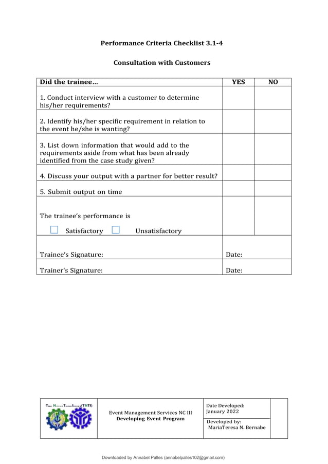 Module?cblm in Event management service c | DOCX | Educational Assessment | Education