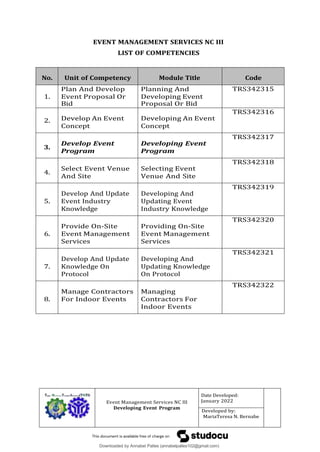 Module?cblm in Event management service c | DOCX