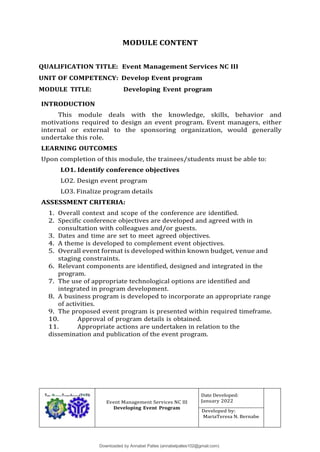 Module?cblm in Event management service c | DOCX