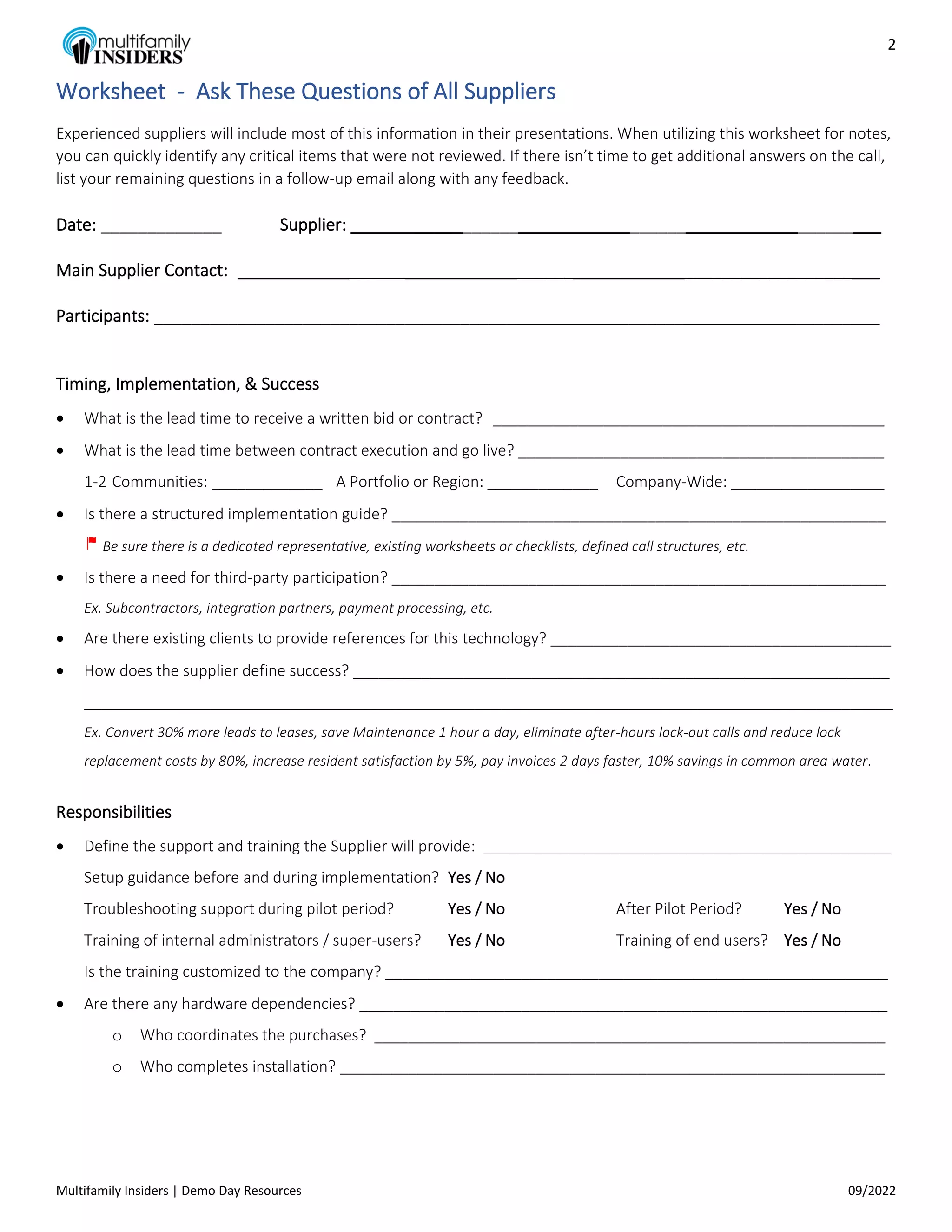 Multifamily Demo Day - Effective Vendor Demos & Asking the Right ...