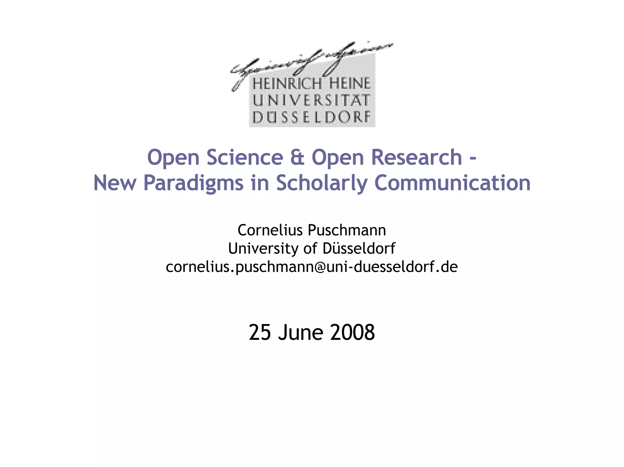 New Paradigms In Scholarly Communication (Ibm) | ODP