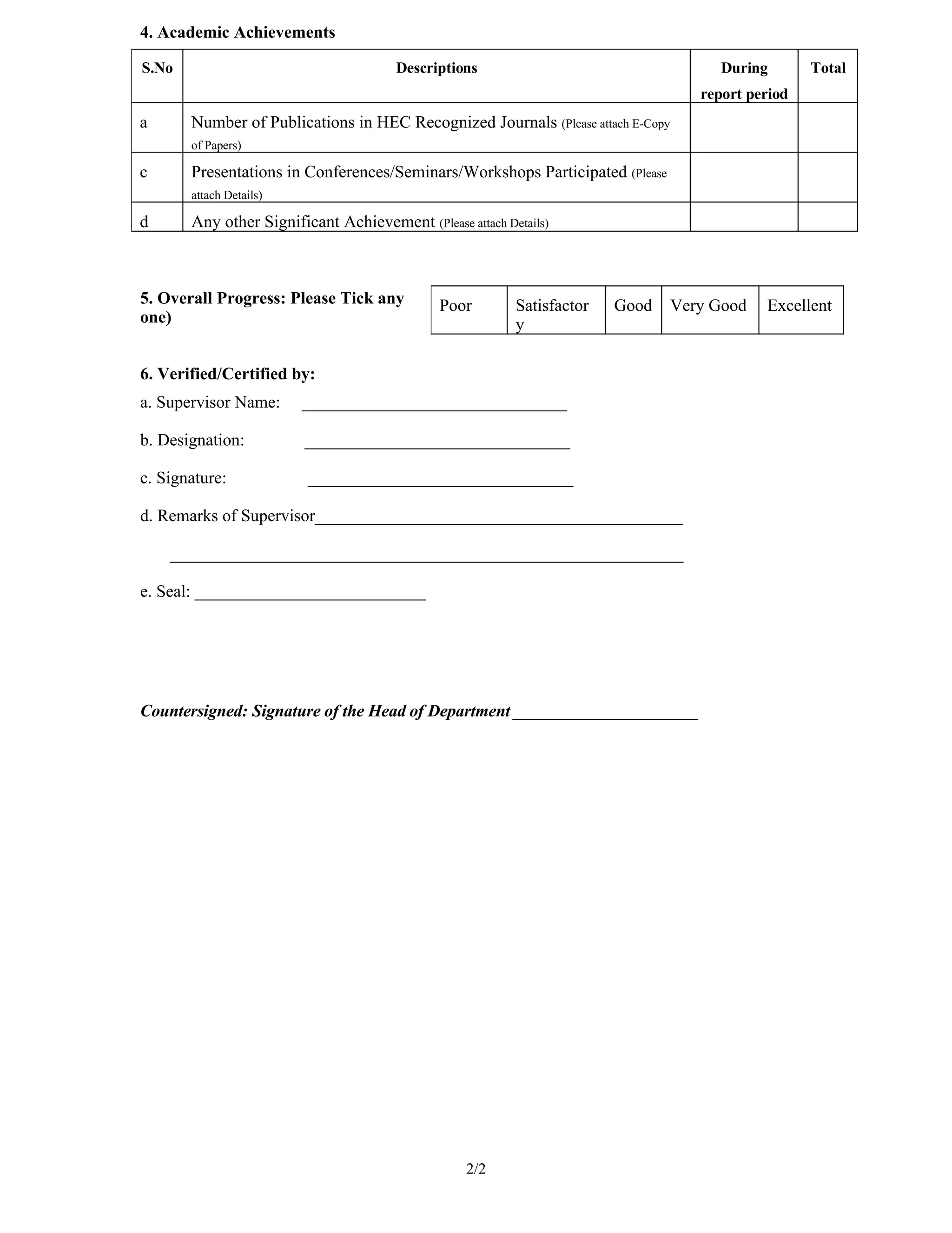 New Progress Report Proforma | DOC