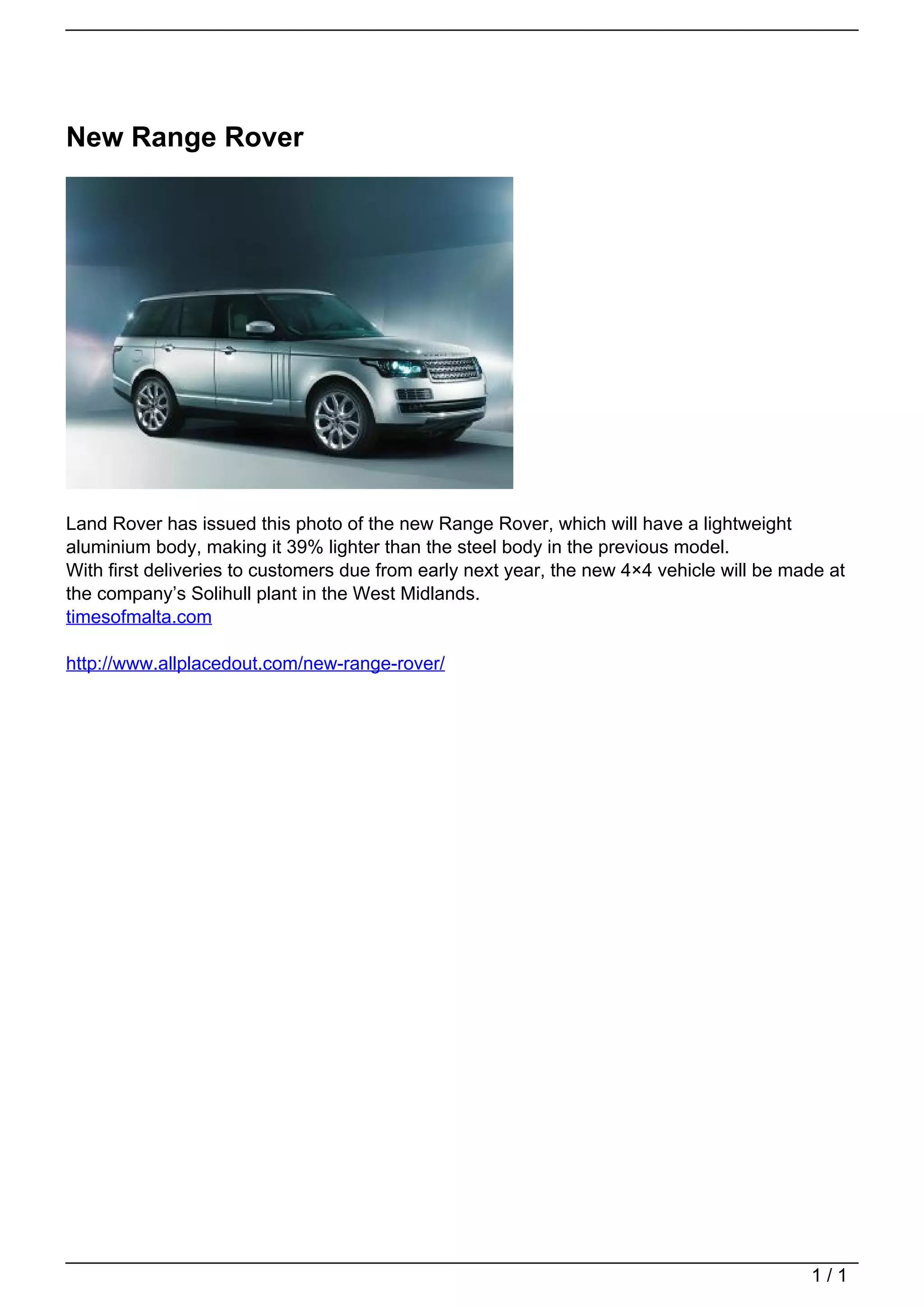 New Range Rover | PDF | Luxury Cars | Auto Type