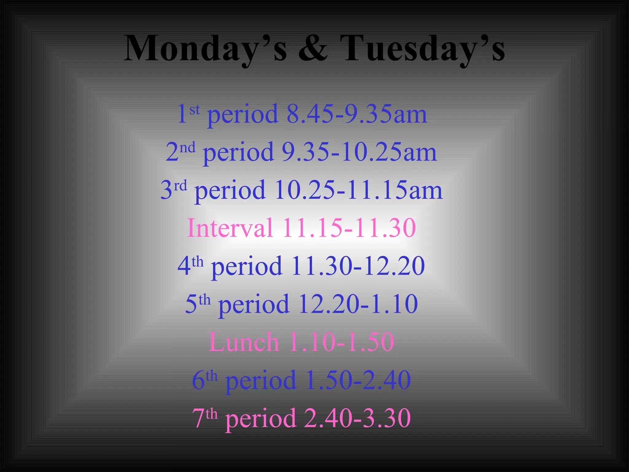 New Timetables Callum Lynch S1 | PPT