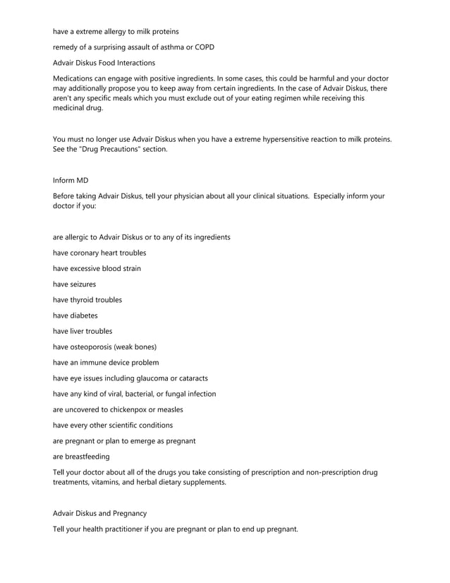 Advair Diskus Uses, Side Effects, Interactions | PDF