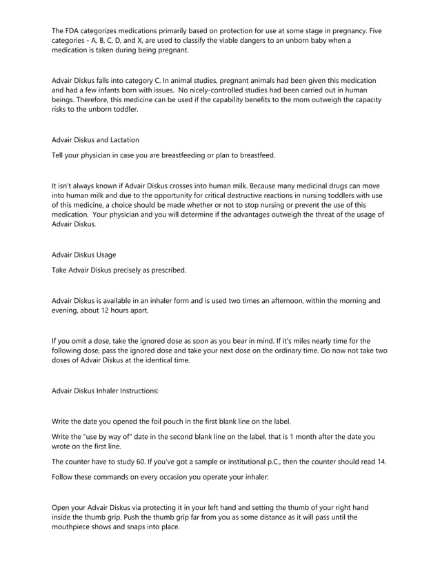 Advair Diskus Uses, Side Effects, Interactions | PDF