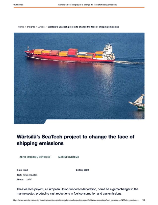 Wärtsilä’s SeaTech project to change the face of shipping emissions | PDF