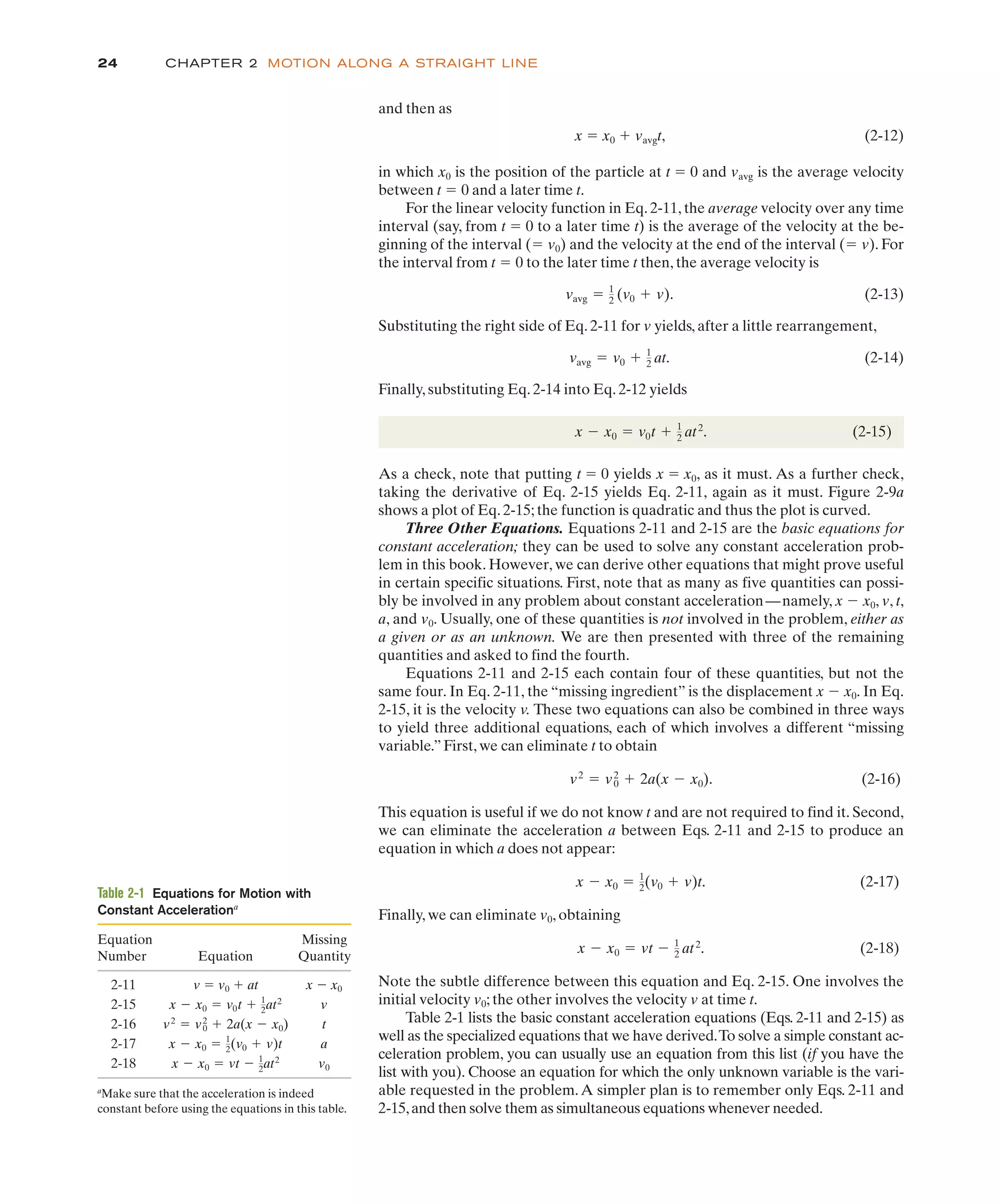 Fundamentals of Physics (MOTION ALONG A STRAIGHT LINE) | PDF