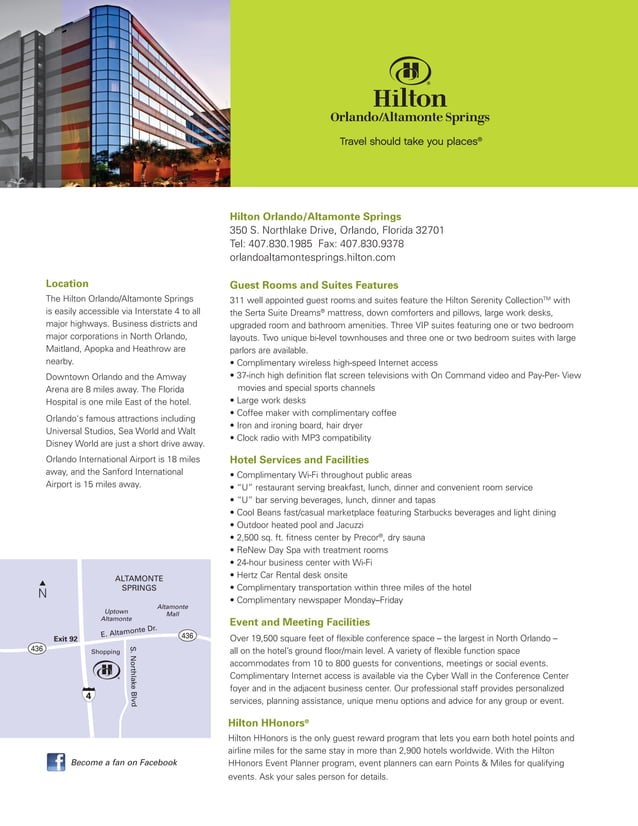 New 2010 Hilton Altamonte Fact Sheet | PDF